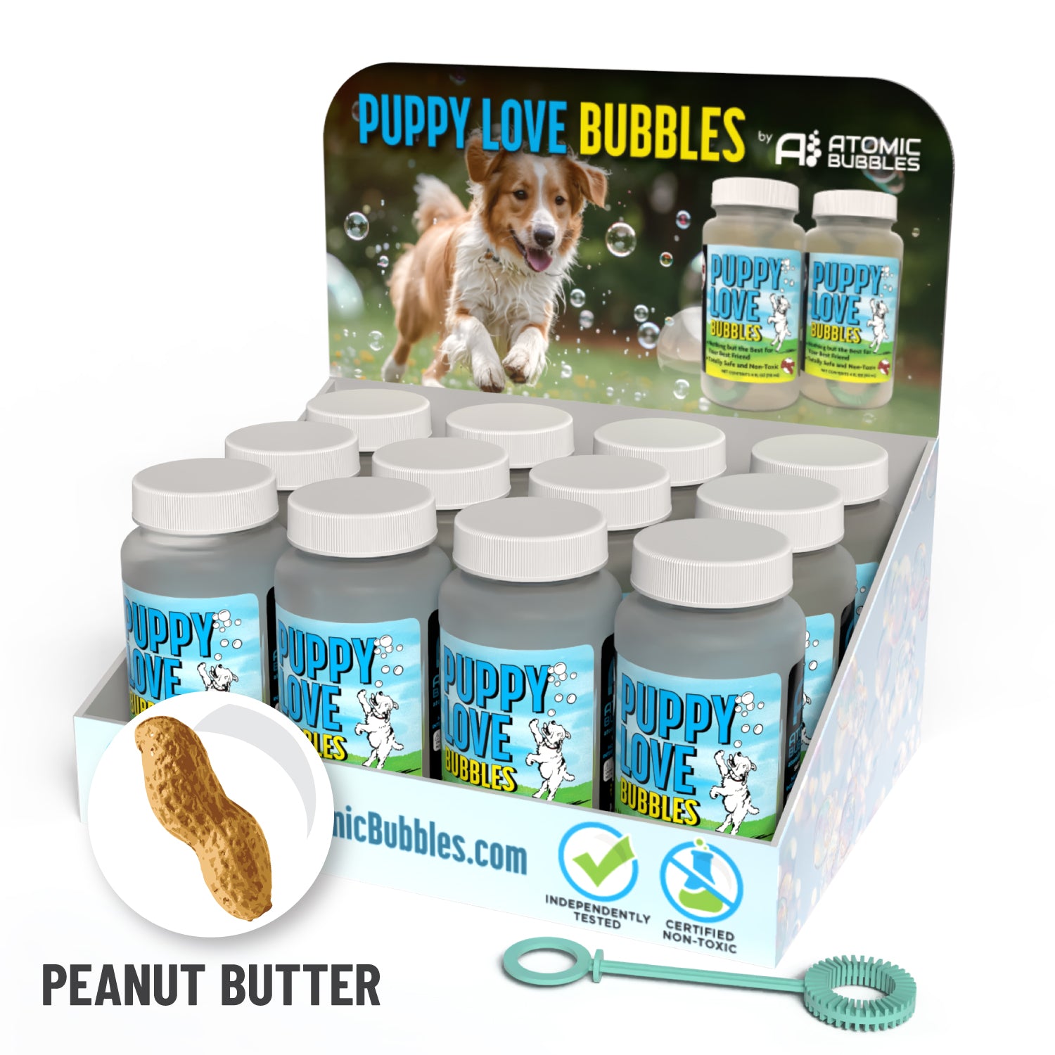 Puppy Love Bubbles - Peanut Butter Scent - Tabletop Display – Atomic Bubbles