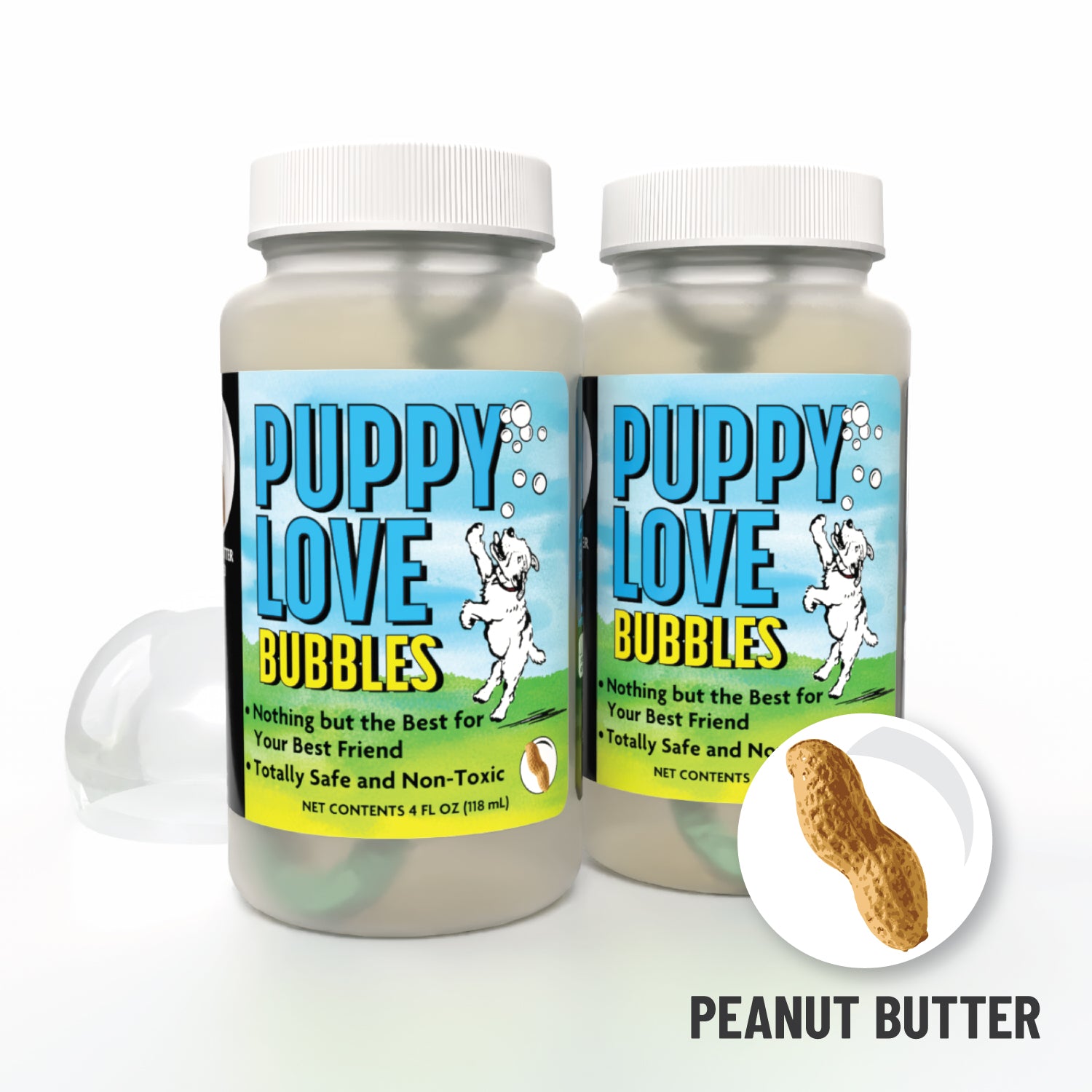 Peanut Butter Scented Dog Bubbles 2-Pack 4oz | Puppy Love by Atomic Bubbles