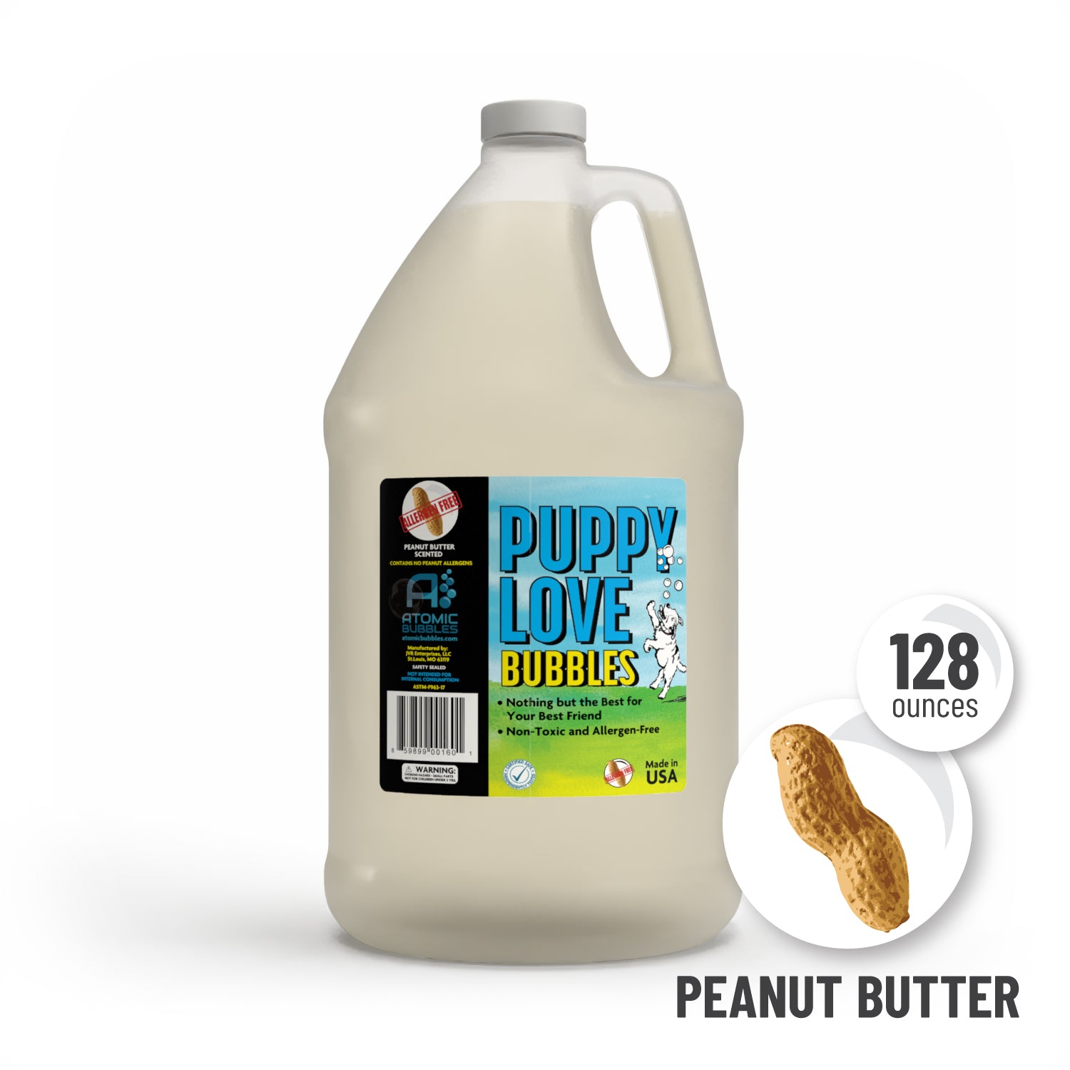 Puppy Love - Peanut Butter Scented Dog Bubbles - Gallon - 128 oz – Atomic Bubbles