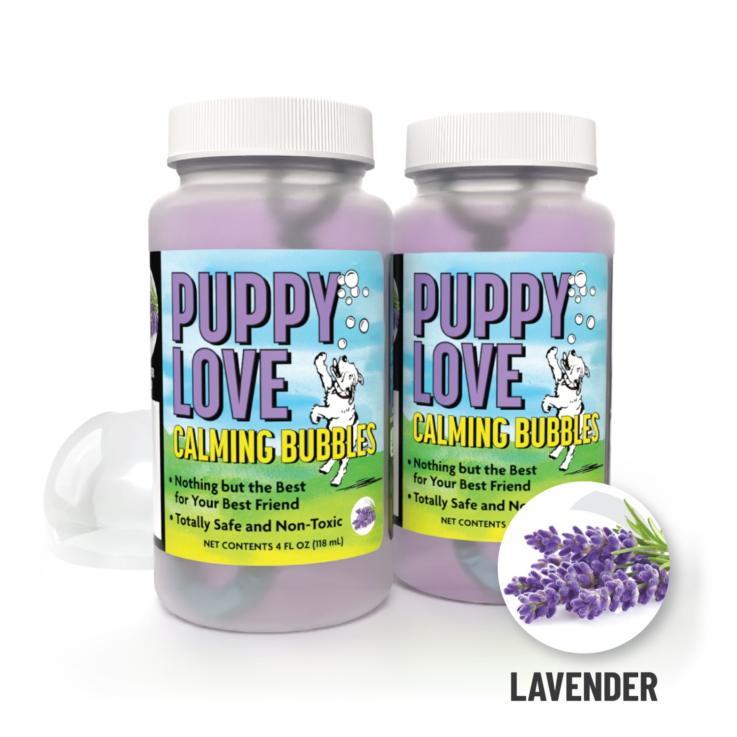 Calming Lavender Dog Bubbles 2-Pack 4oz | Puppy Love by Atomic Bubbles