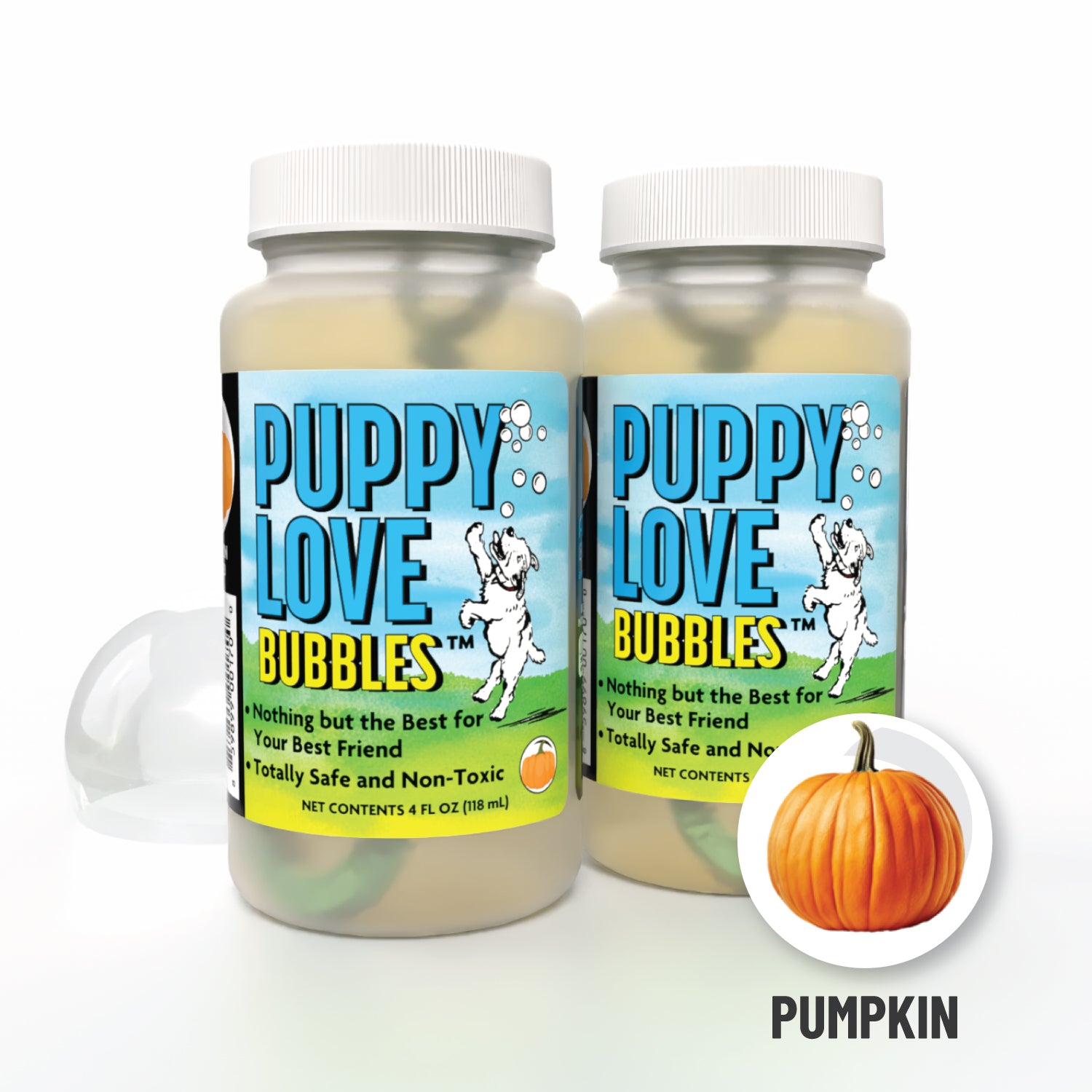Pumpkin Scented Dog Bubbles 2-Pack 4oz | Puppy Love by Atomic Bubbles